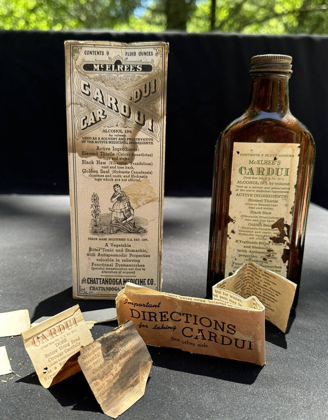 Antique Mcelree's Cardui Tonic by Chattanooga Medicine Co. Bottle & Box ...