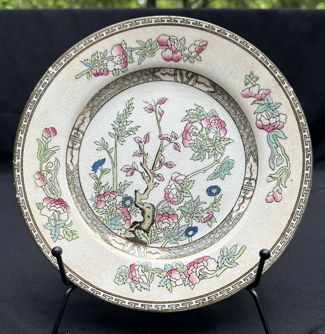J G Meakin Indian Tree Plate 8 Inch Lunch Plate Floral Gold Trim Hanley ...