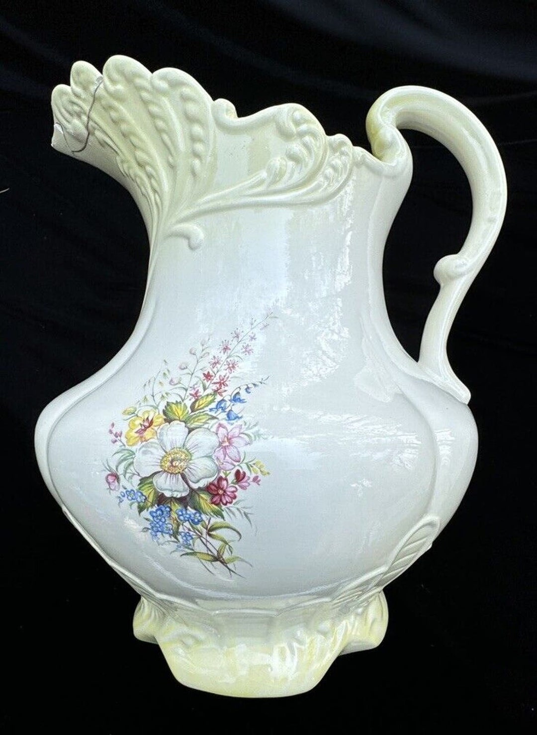 Antique Ironstone 1890 England Hand Painted Goose Water 11” Pitcher ...