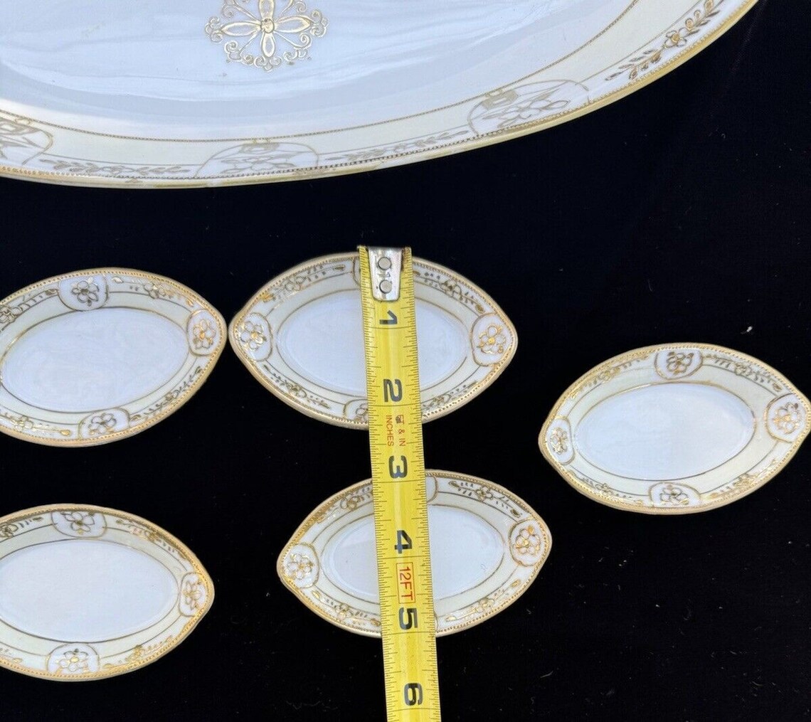 Beautiful Antique Nippon Morimura Bros 7-piece Celery Set Heavy Gold ...