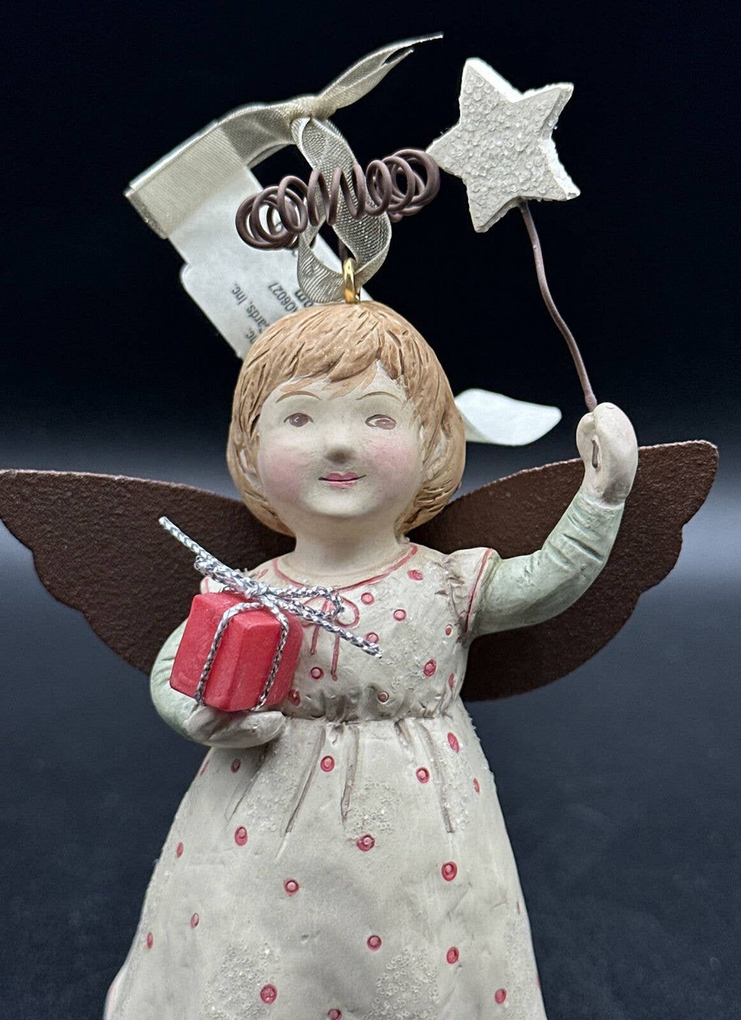 Hallmark Angel With Metal Wings and Halo Holding Present Christmas ...