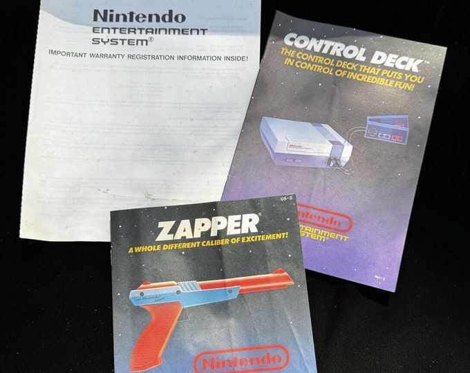 1988 NES Nintendo Control Deck System Console & Zapper Manuals Inserts ...