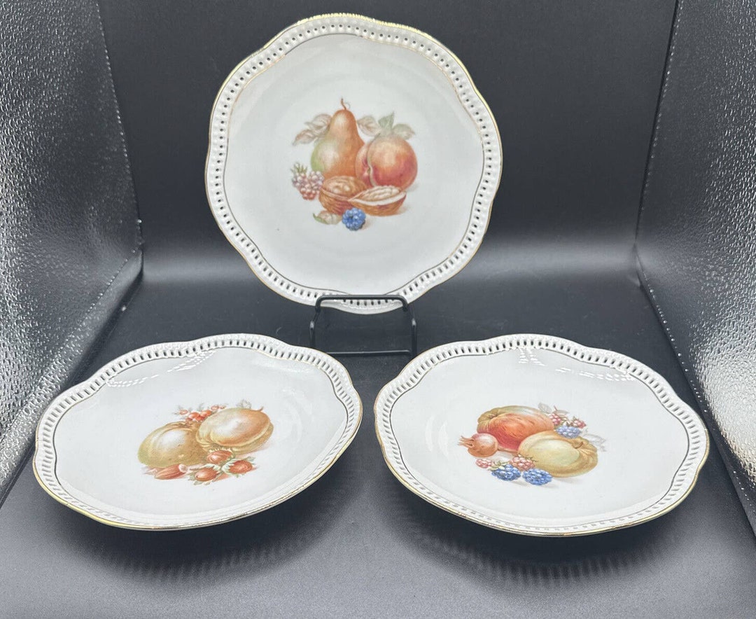 3 Schumann Arzberg Porcelain Salad Plates Botanical Fruit Pattern 7 ...