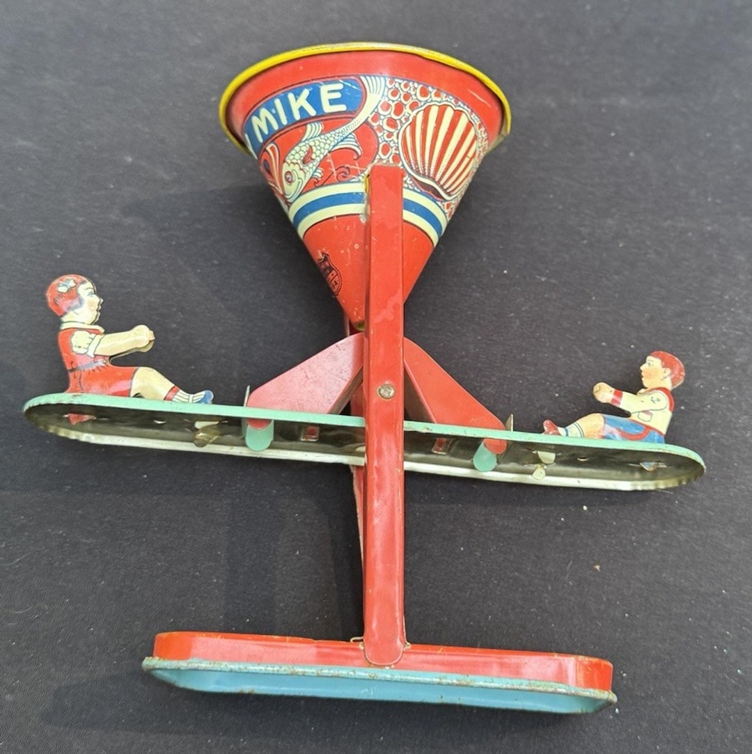 Rare Vintage 1950’s J. Chein Tin Litho See Saw Busy Mike Beach Sand Toy ...