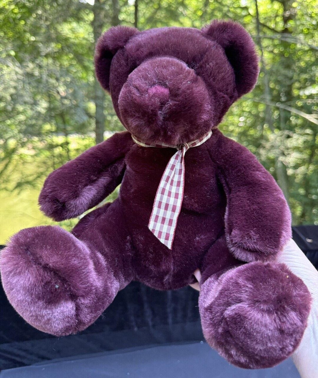 Fancy Zoo Plush Bear Maroon Teddy Stuffed Animal Toy Lovey Sitting Mint ...