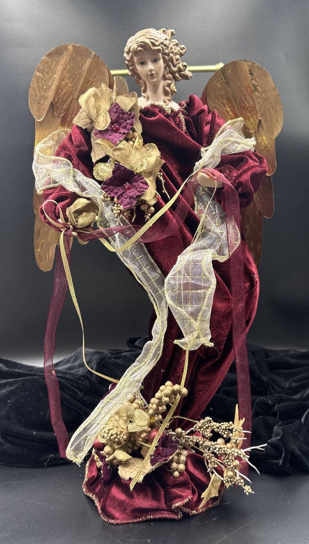 Stunning 18 Victorian Angel in Burgundy Velvet Christmas Main Joy ...