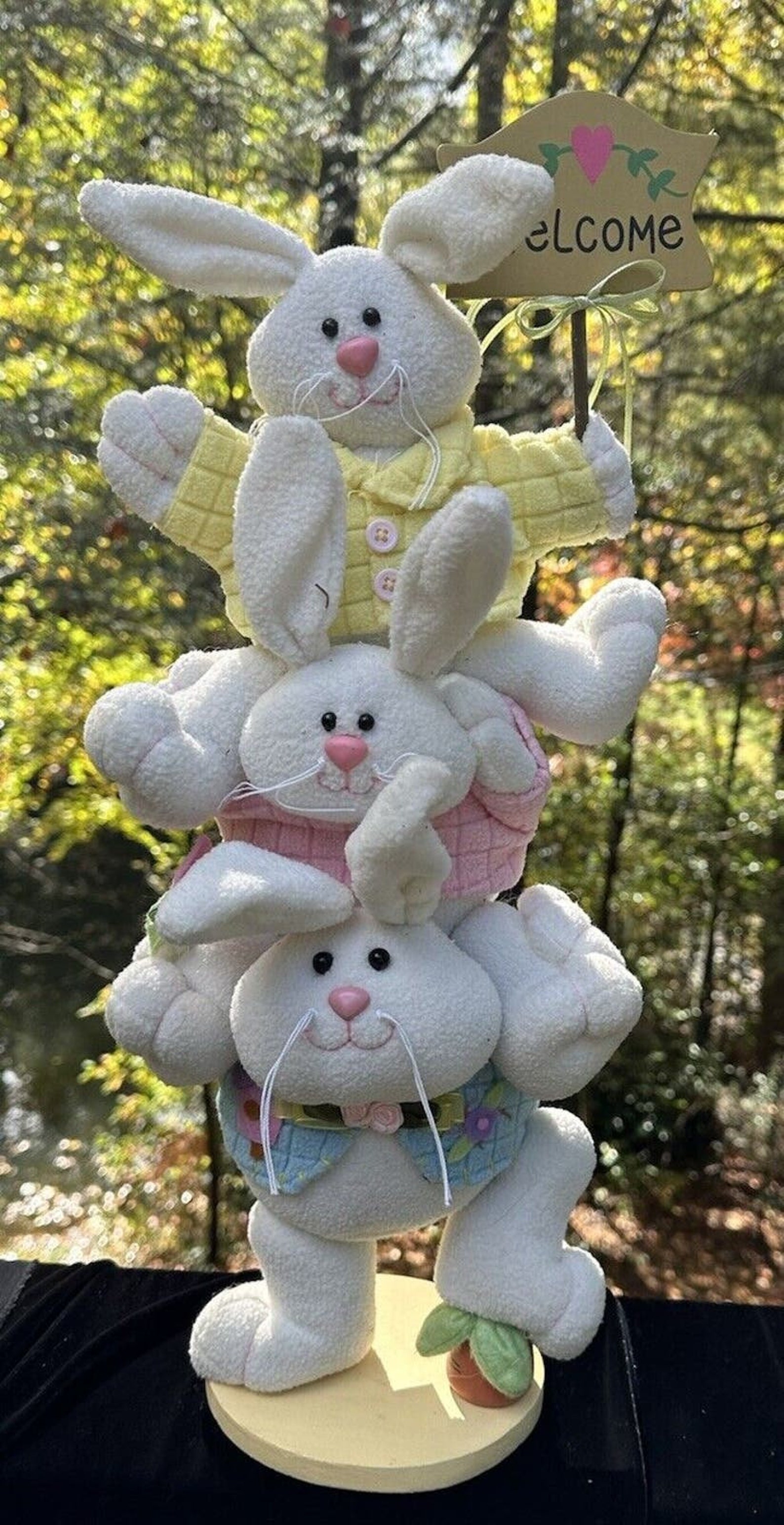 Easter or Spring 20 WELCOME Door Wall Decor Stacking Piggy Back Bunnies ...