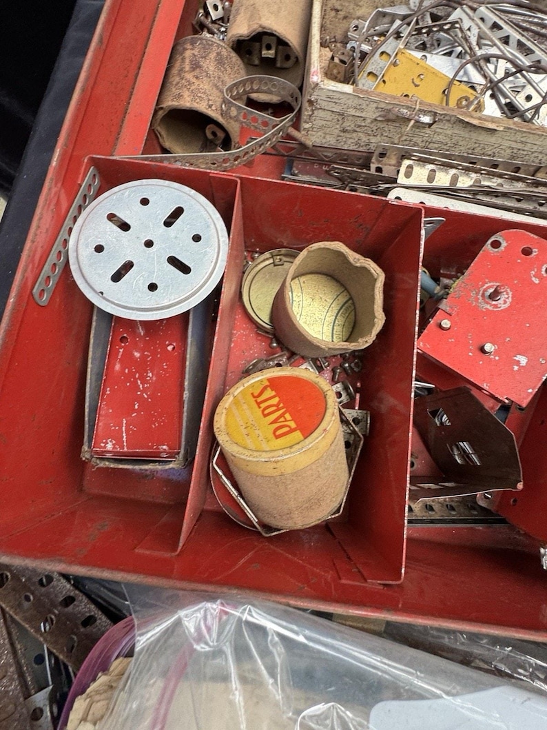 Rare 1949 #12 1/2 AC Gilbert Erector Set 2 Level Metal Case Loaded With ...