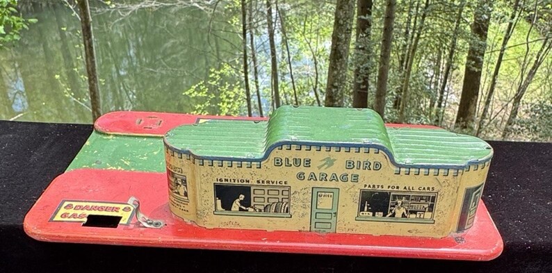 Rare Marx Vintage Lithographed Tinplate Blue Bird Service Station - Etsy