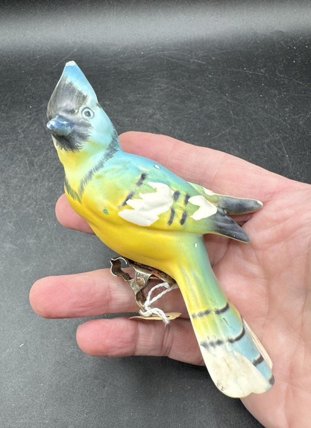 Beautiful Vintage Lefton Porcelain Clip on Blue Jay Ornament- Made in ...