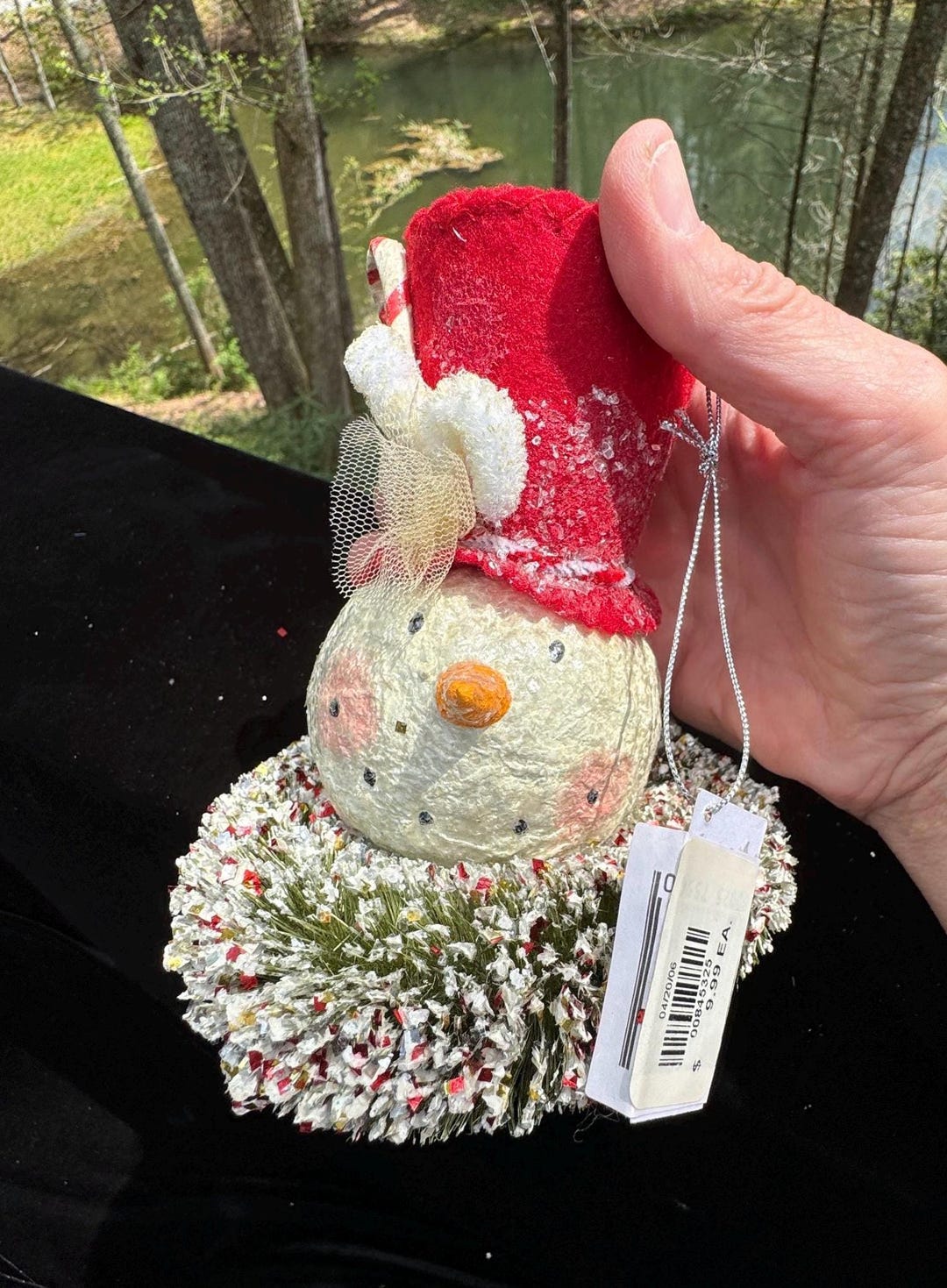 Midwest Cannon Falls Snowman on Bottle Brush Wreath Glitter Christmas ...