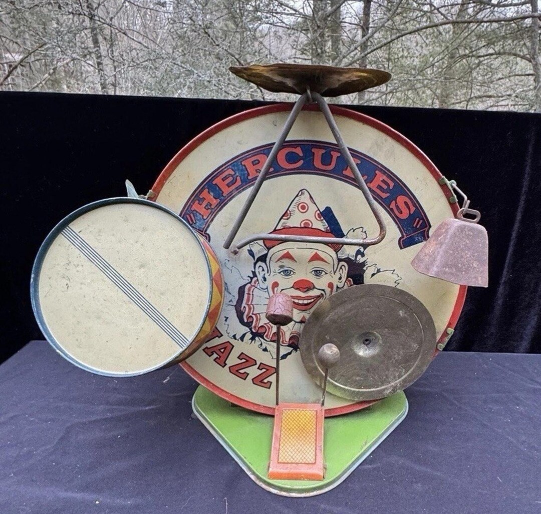 Rare Chein & Co Antique Hercules Clown Jazz Band Litho Metal Toy 1 Man ...