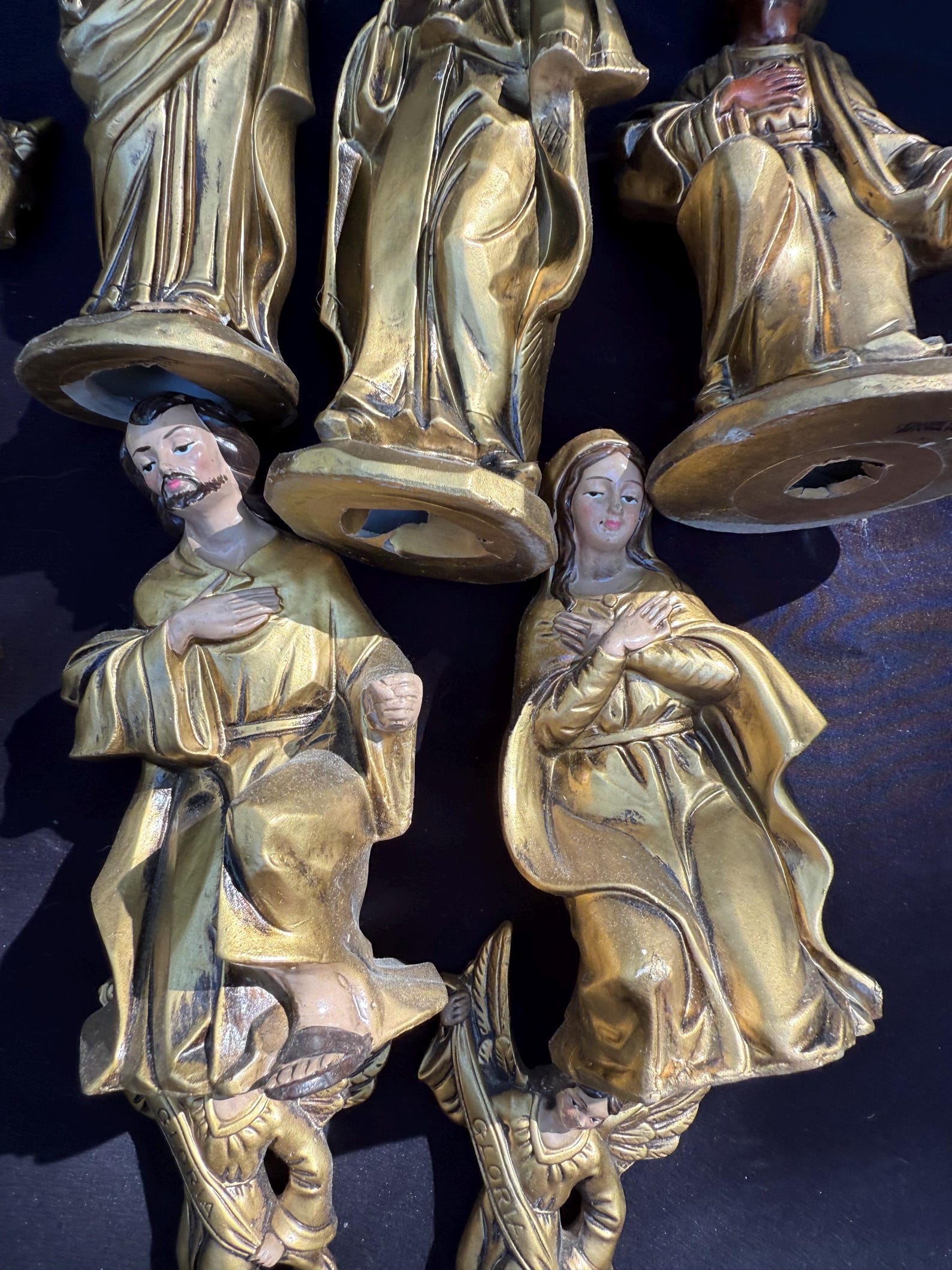 Vintage Chalkware Early 1950’s Made in Japan Large Size GOLD Nativity ...