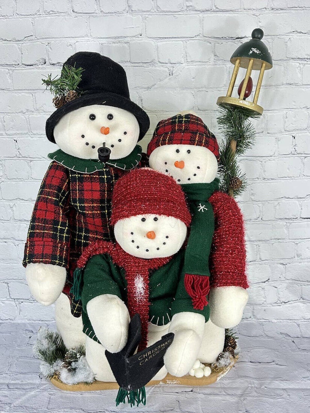 Large 30” Standing Snowman Family Caroling Fleece Door Greeters ...