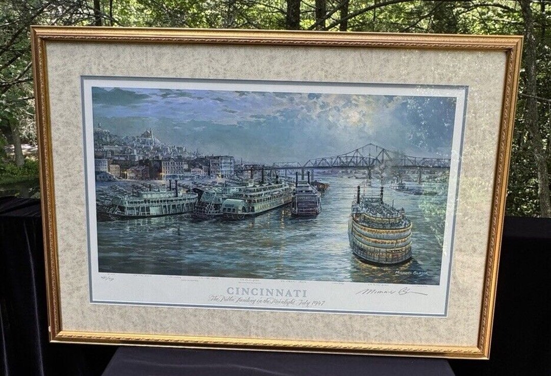 Michael Blaser Signed Print of the Public Landing in Cincinnati 1947 ...