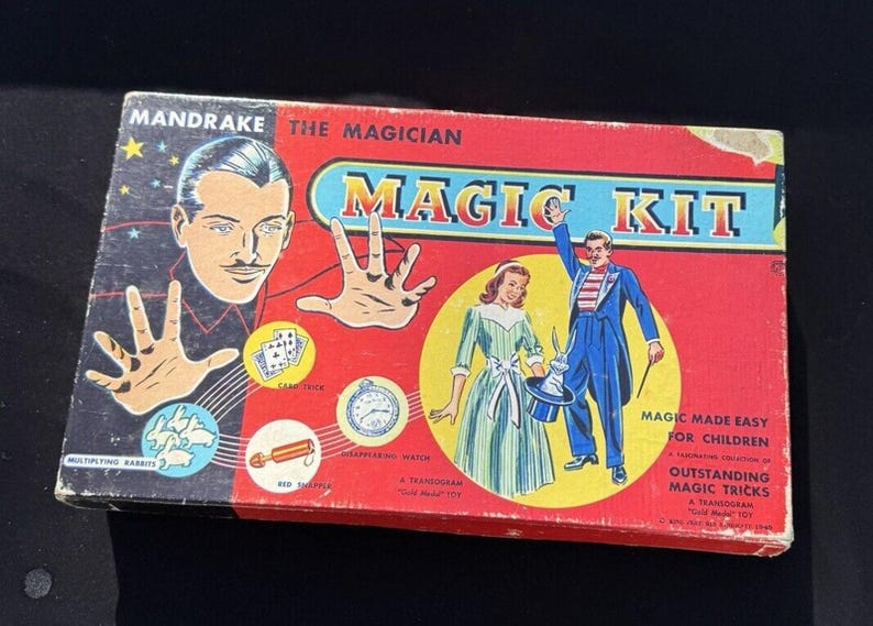 Rare 1949 Mandrake the Magician Magic Kit Set Original Box & Tricks ...