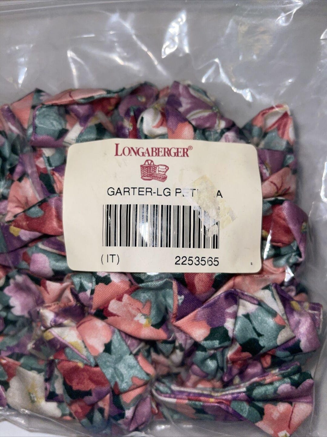 New! Longaberger 1997 May Series Petunia Rare Style Fabric Large Garter ...