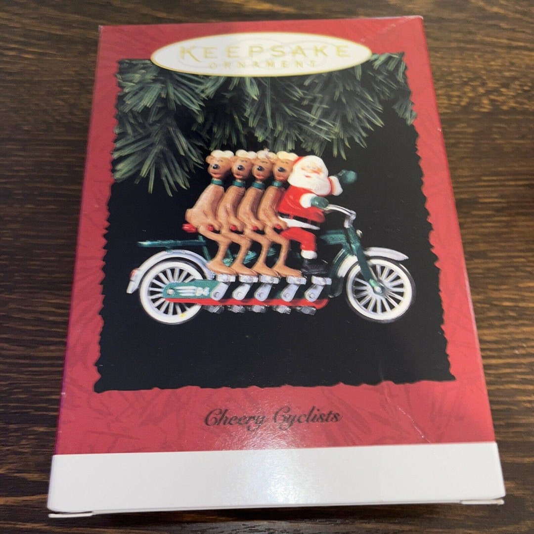 Brand NEW Hallmark Keepsake Ornament Cheery Cyclists 1994 Santa on Bike ...