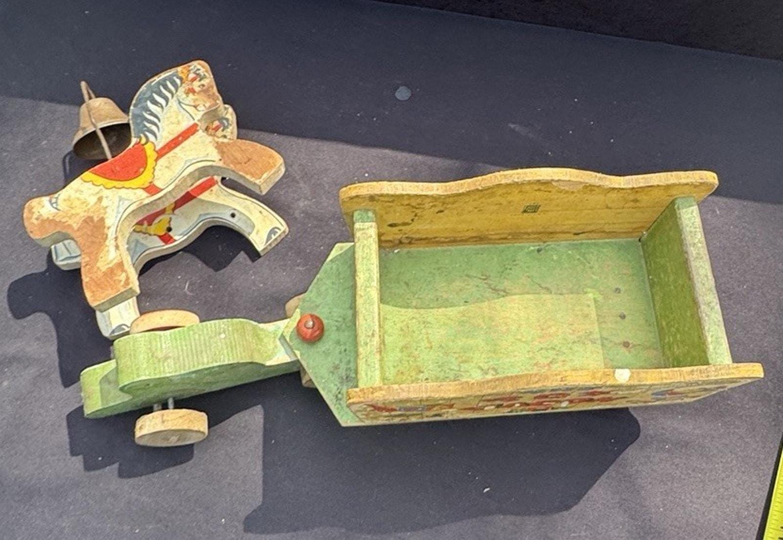 Rare Vintage 1942 Fisher Price THE TOY WAGON & Horses # 171 Well Loved ...