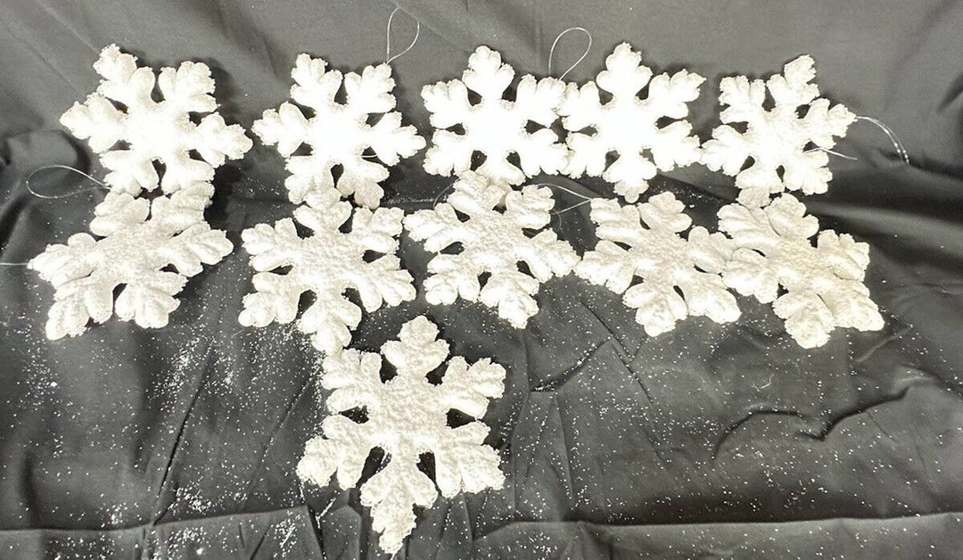 11 Beautiful 6 Inch Sugared Fat Snowflake Ornaments Christmas Ch4 - Etsy