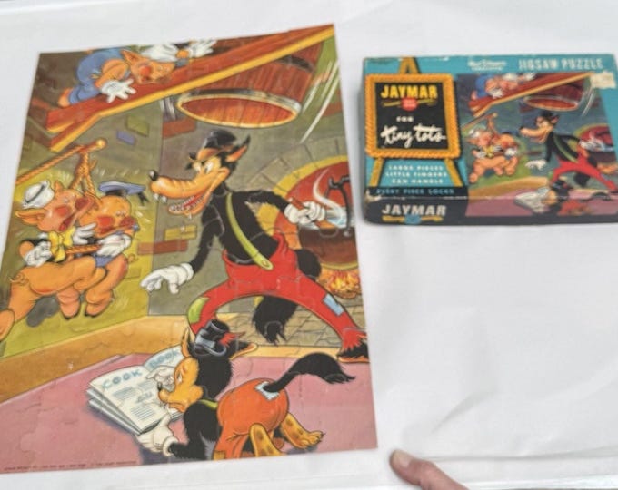 Rare Vtg 1950’s Walt Disney Jaymar Puzzle SERIES 2900-3 WOLF Trap 3 ...