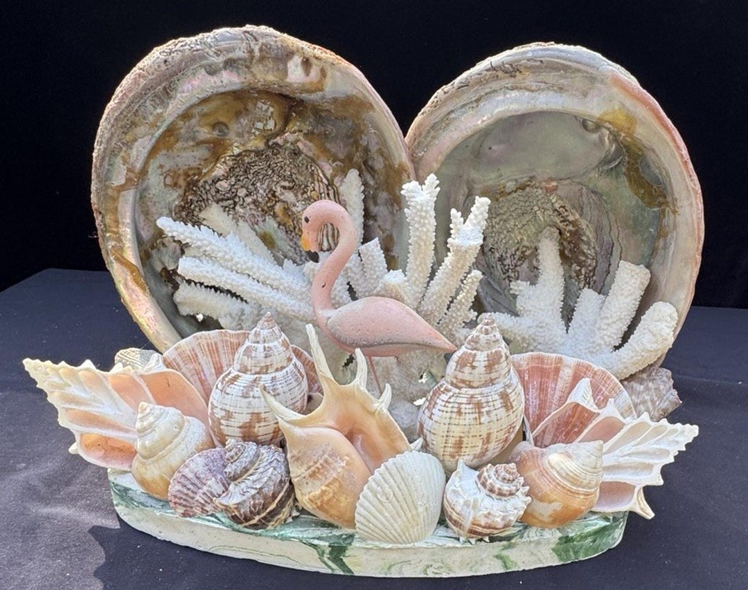 Extra Large Abalone Shell Pink Flamingo Tv Table Lamp RARE MCM 12” Long Heavy! - Etsy