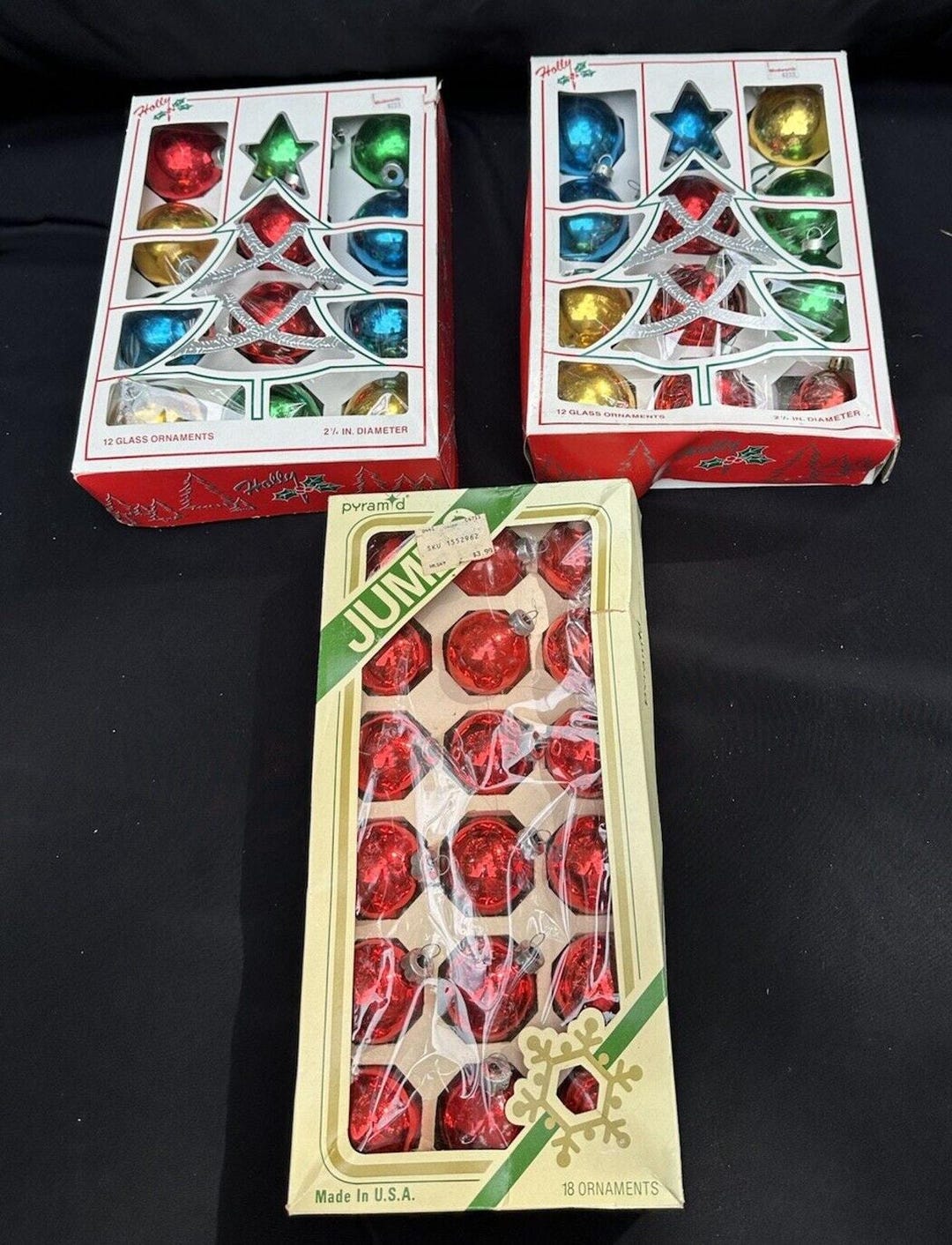 3 Large Boxes of Pyramid & Woolworth Christmas Ornament Mercury Glass ...