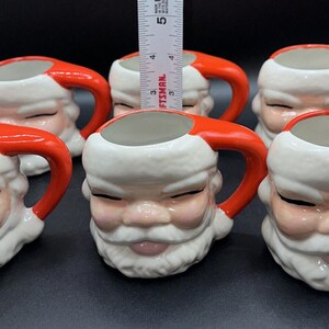 Vintage 1951 Jamar Mallory Ceramic Studio Santa Claus Set of 6 Mugs S1 ...