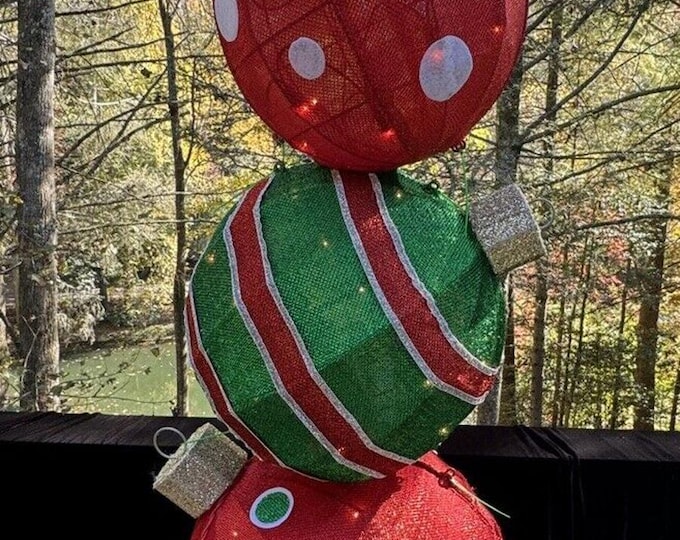 Holiday Time 42" Light-up Stacked Christmas Ornaments Indoor Outdoor ...