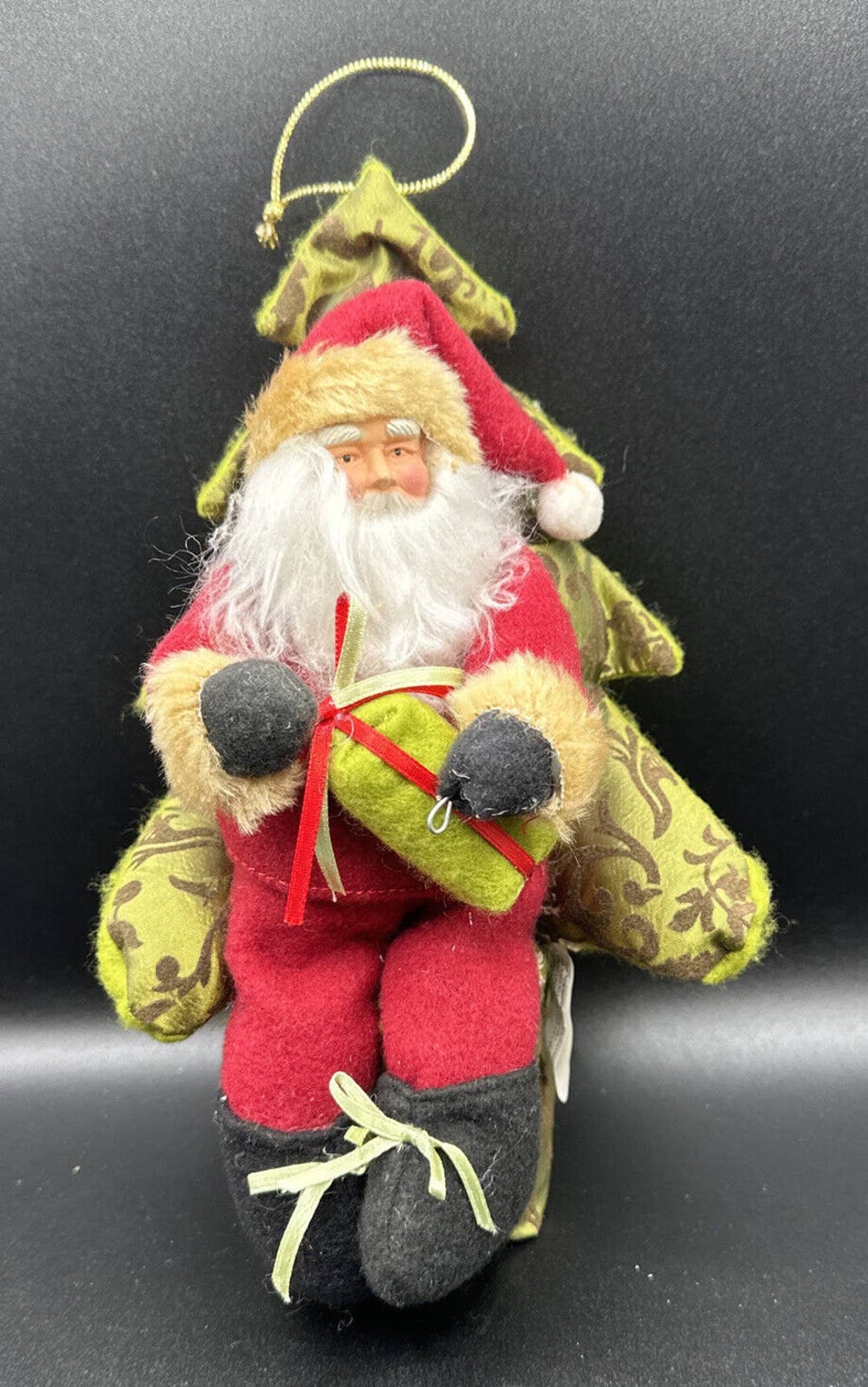 Vtg Richard Ho Novelty Stuffed 10” Santa Claus Sitting in Velvet Chair ...