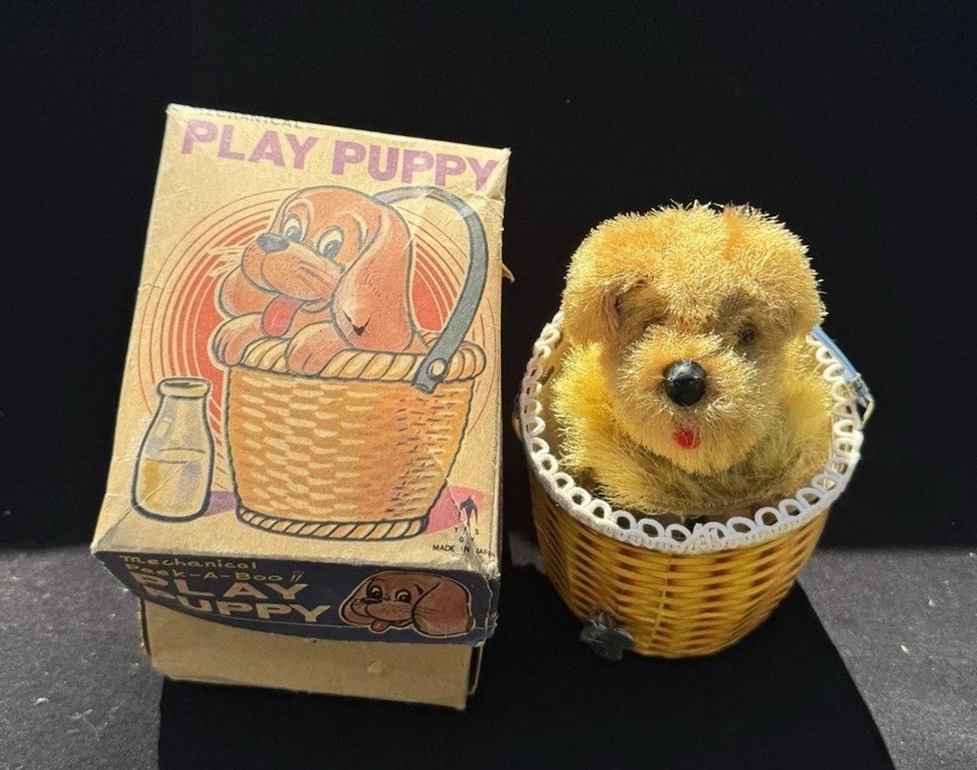 Vintage Japan Mechanical Play Puppy Windup Puppy in Original Box -TO1 ...