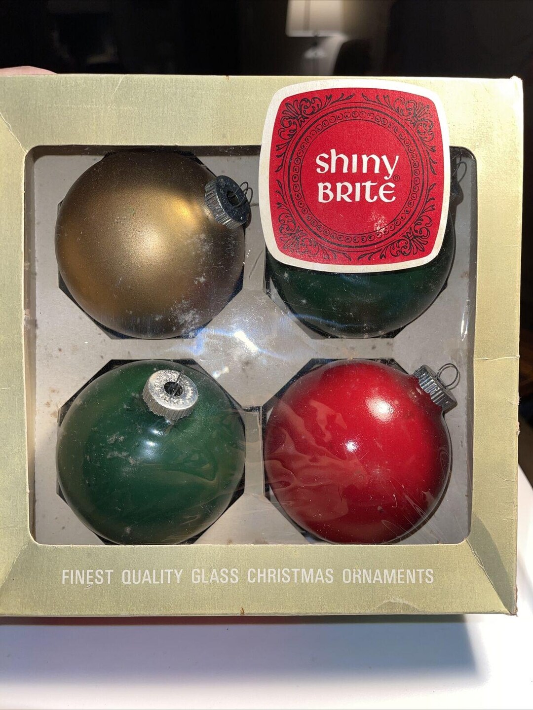 4 Vintage Stamped Shiny Brite Glass Christmas Tree Lg Ornaments Mint in ...