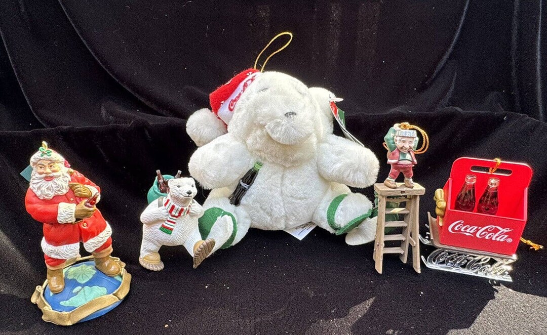 Vintage Hallmark & More Christmas Ornaments Coca Cola Santa Lot of 5 ...