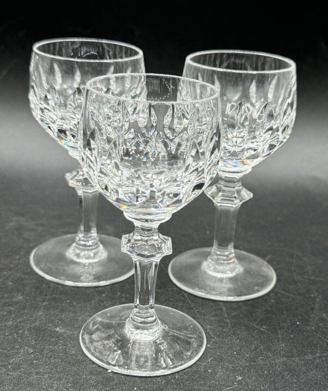Set of 3 Gorham Crystal La Scala 4” Cordial Multisided Stem Glasses ...