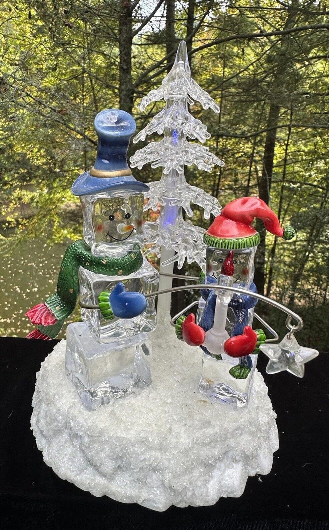 Snowman Campfire Lighted Christmas Tree Table Decoration Roasting ...