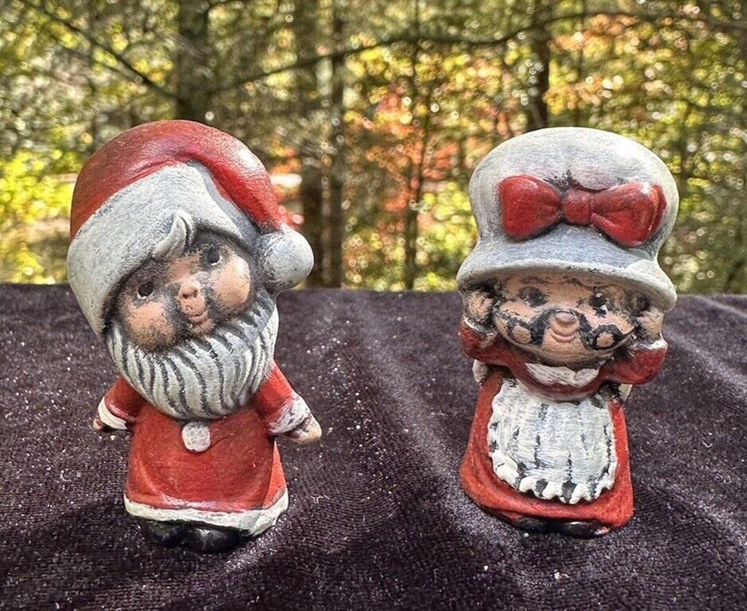 Vintage 1993 Christmas Figurines Mr & Mrs Santa Claus 2” Troll Like ...