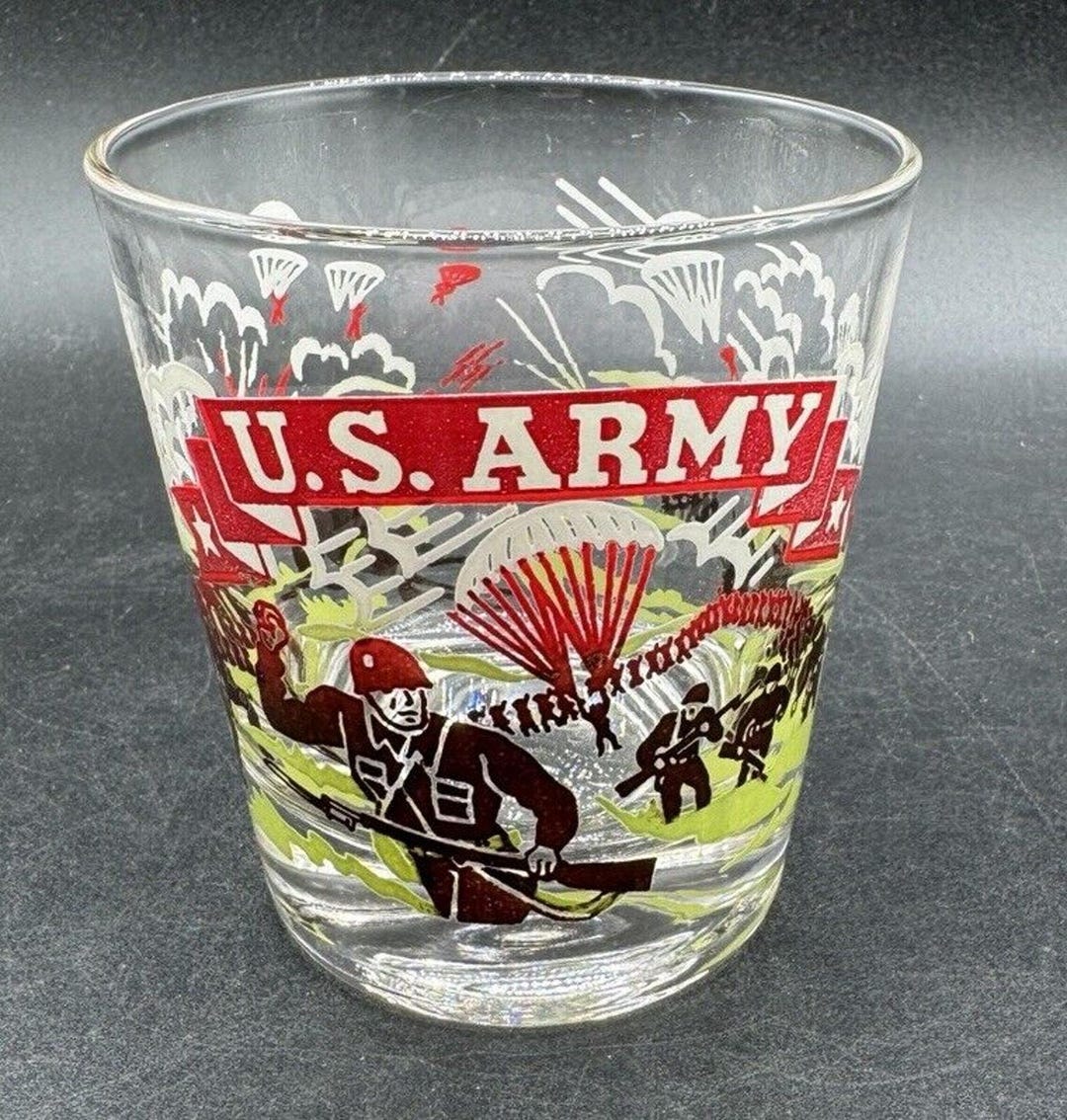 1950s US Army Barware Paratroopers Federal Glass Lowball Military Glass ...