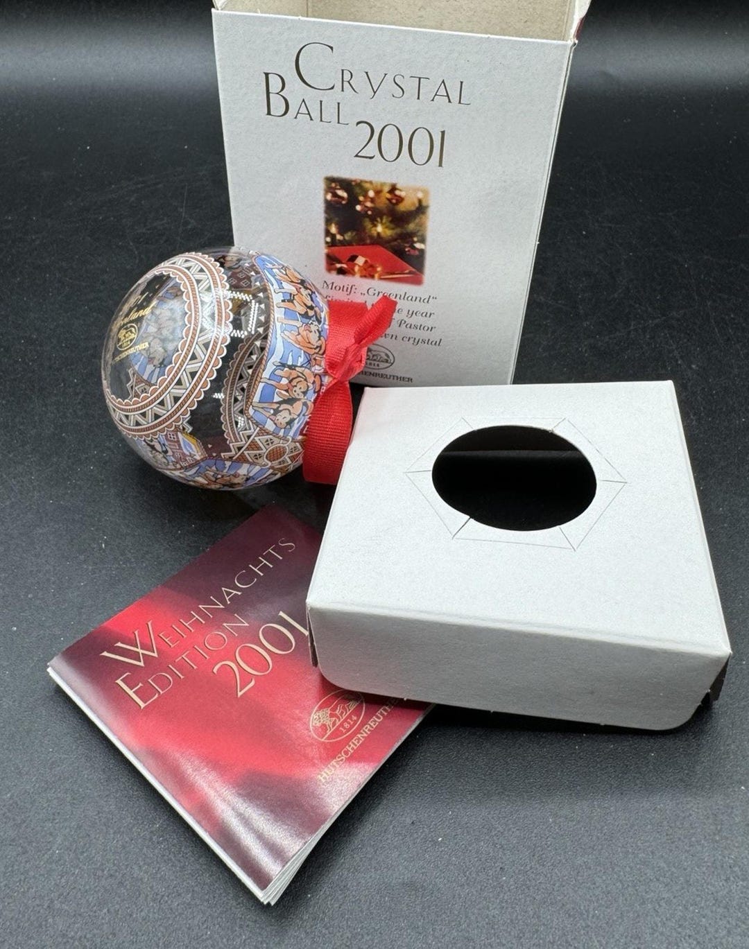 Hutschenreuther Germany 2001 Clear Crystal Ball Dog Sled Christmas ...