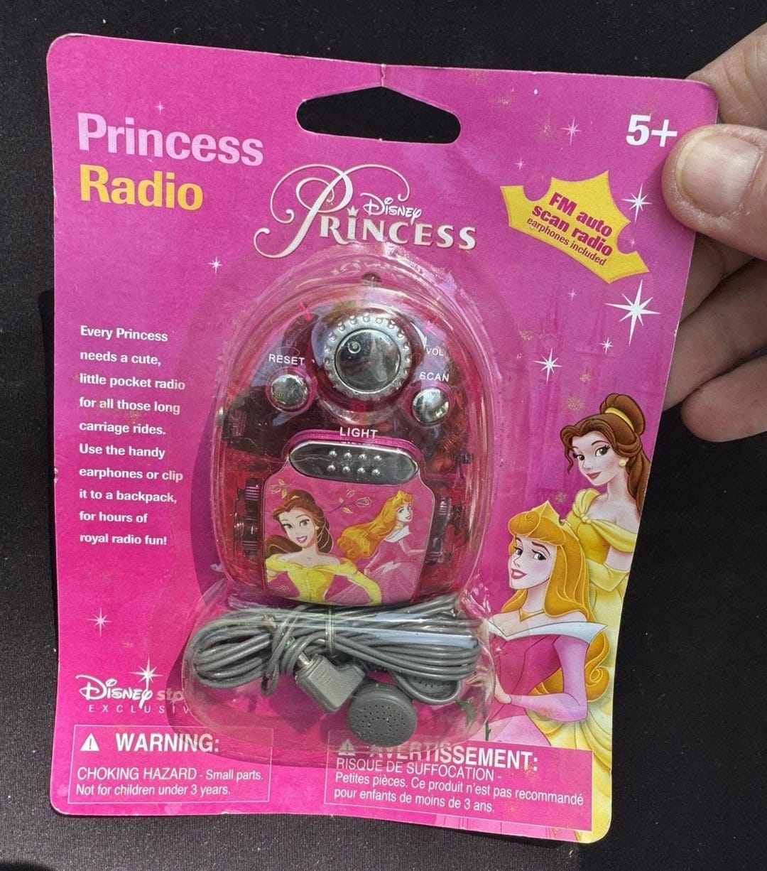Vintage Princess Radio Disney Store Exclusive FM Auto Scan Earphones ...