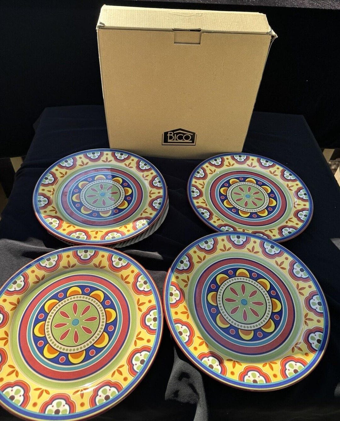 Set of 4 Tunisian BICO Ceramic Dinner Plates Pasta Salads & More Brand ...