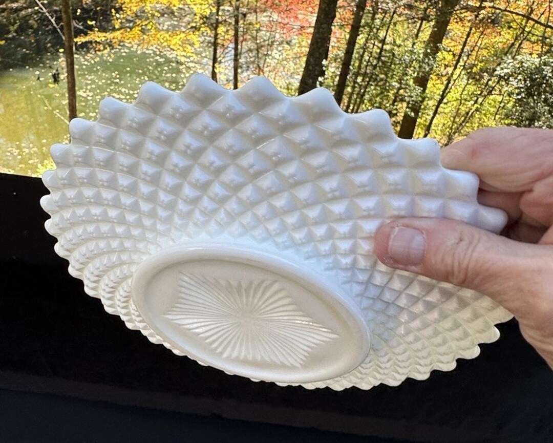 Fenton Art Glass Hobnail Milk Glass Plate Platter Ruffled Edge - Etsy