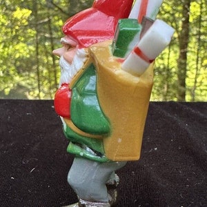 Vintage Walking Gnome Elf Figurine Carrying Candy Canes in Back Pack ...