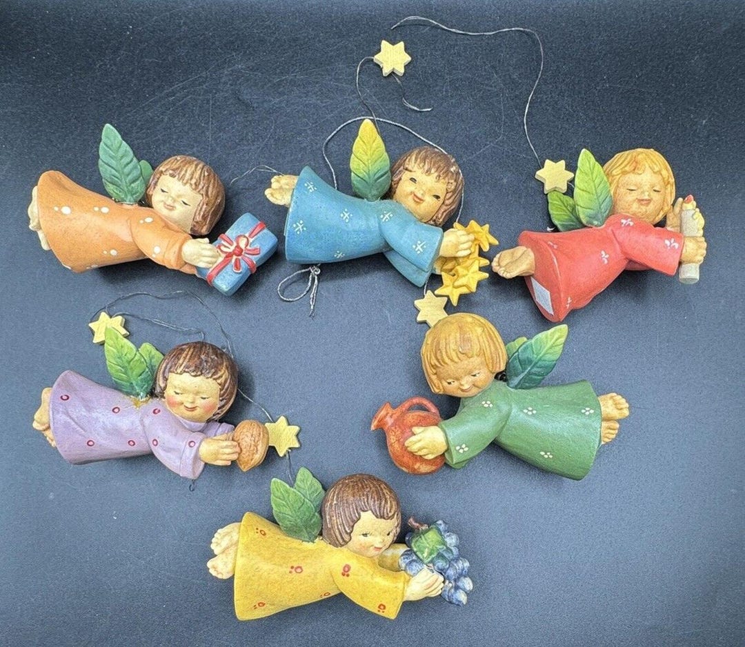 Rare ANRI Ferrandiz Large Size Flying Carved Angel Ornaments Italy -C24 ...