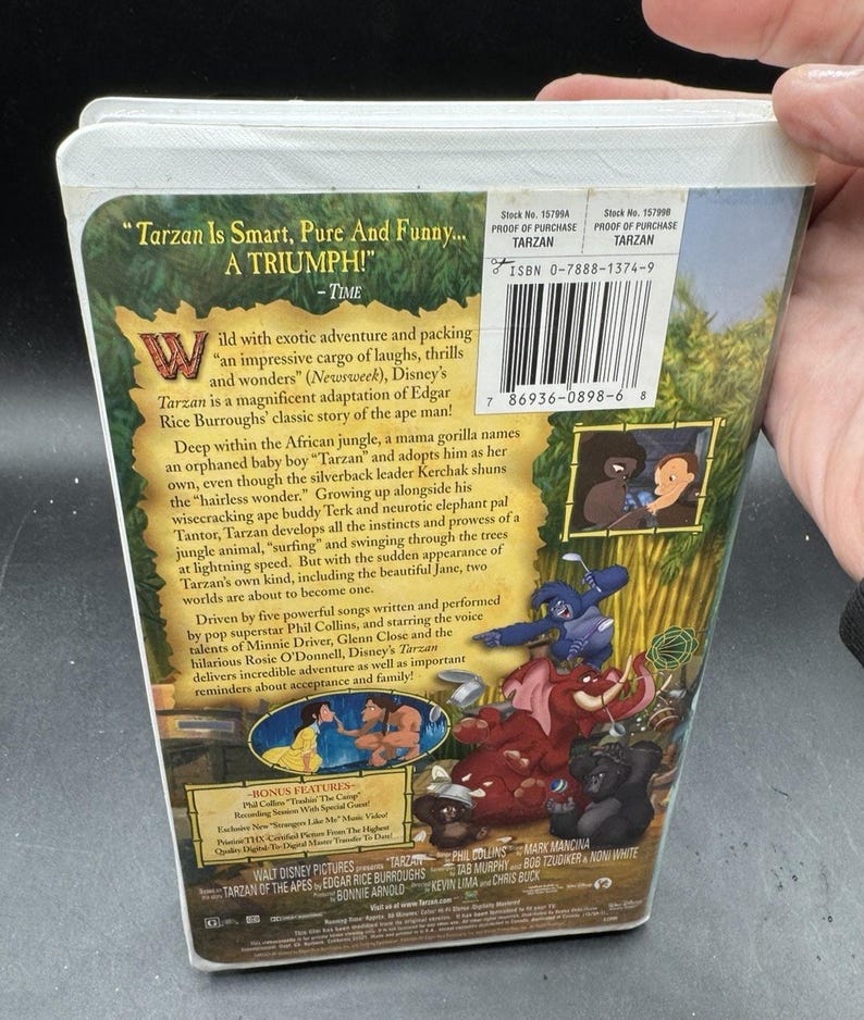 Tarzan VHS Video Tape Movie Walt Disney 1999 Kids Children Show ...