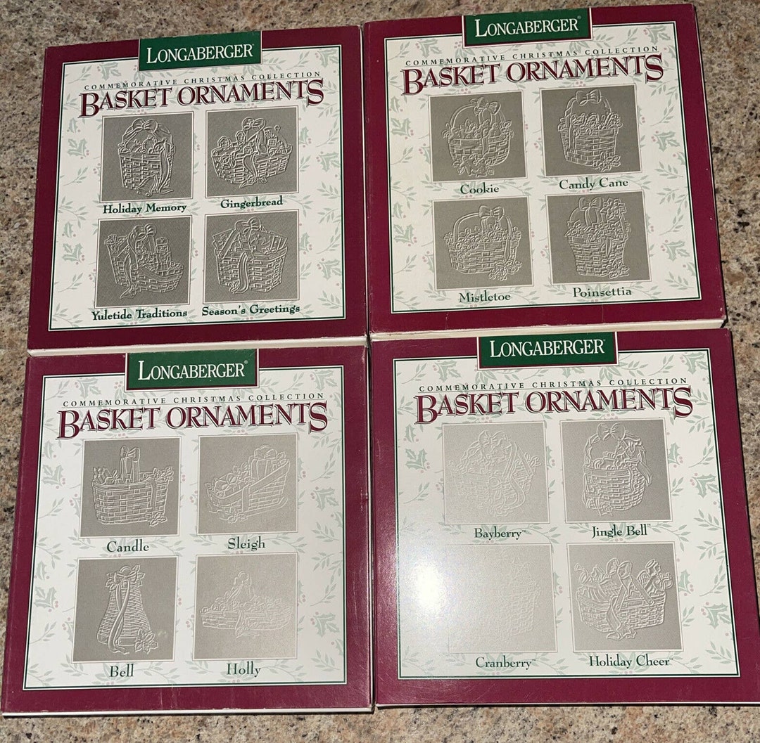 LONGABERGER CHRISTMAS Collection 1994-97 Pewter Basket ORNAMENTS Set of ...