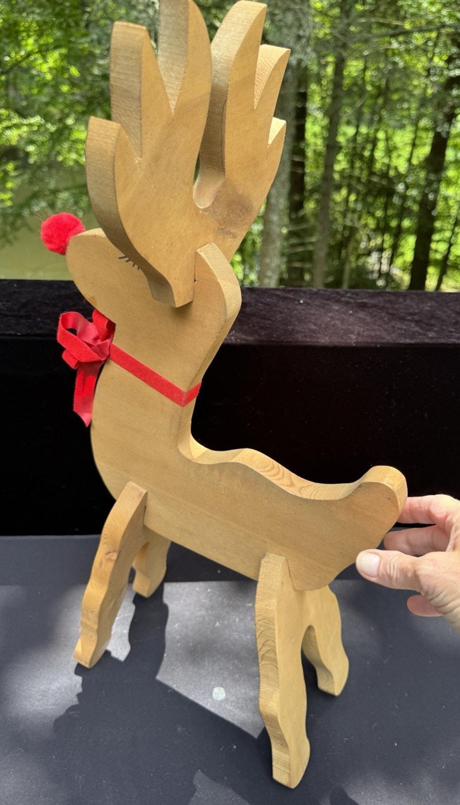 Vintage Rudolph Reindeer Christmas Decoration 24” Painted Wood Slot ...