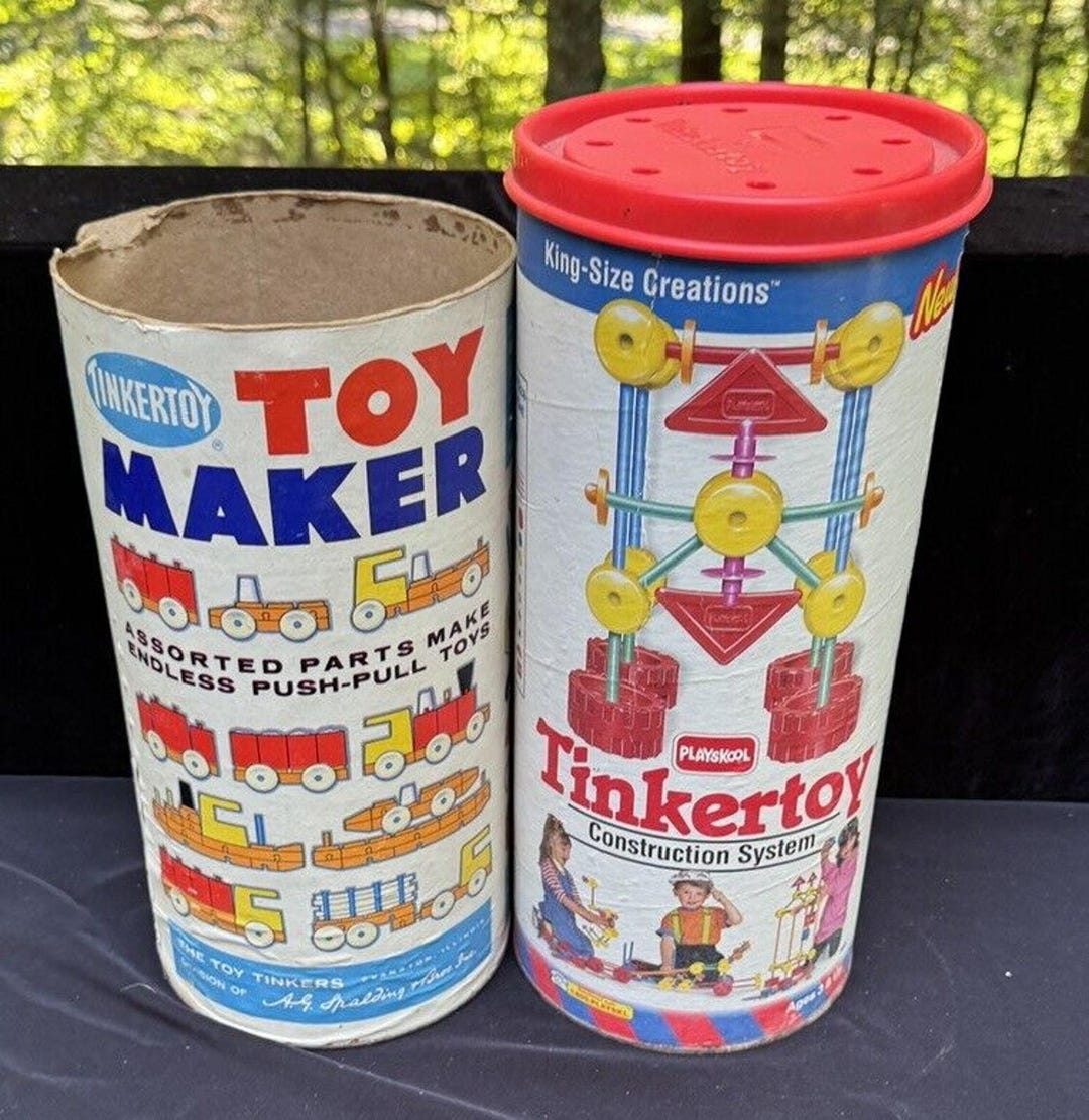 Vintage Playskool Tinker Toy Large Lot Wood & Plastic in Original ...
