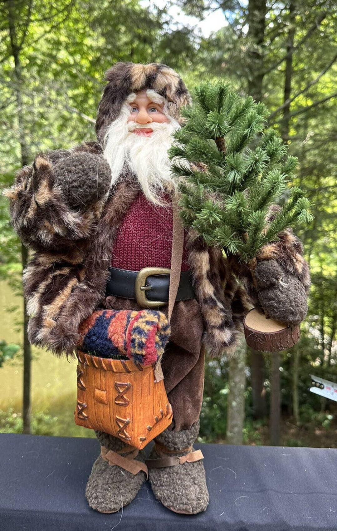 18 Inch Standing Rustic Mountain Santa Holding Christmas Tree - Etsy