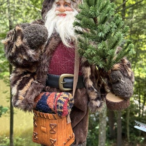 18 Inch Standing Rustic Mountain Santa Holding Christmas Tree - Etsy