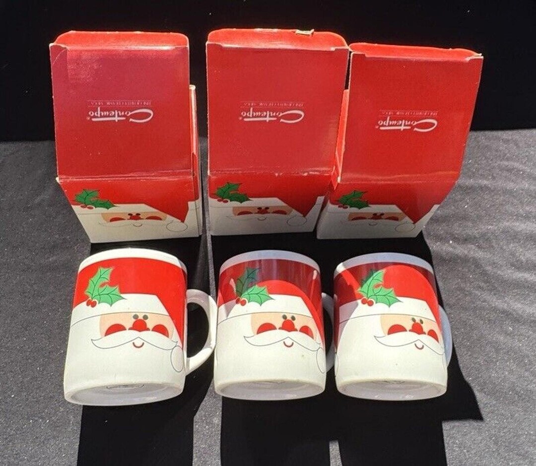 Vintage Christmas Santa Coffee Mugs Contempo 80s Set of 3 in Original ...